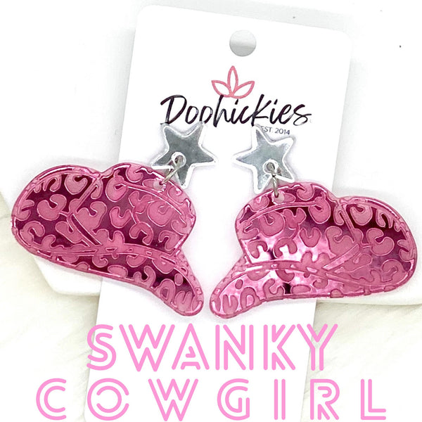 2" Swanky Cowgirl Hat Acrylic Dangles -Earrings – Doohickies Wholesale